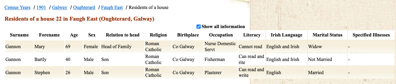 Mary Gannon, Camp St, Oughterard | Midwives & Nurses | Oughterard Heritage